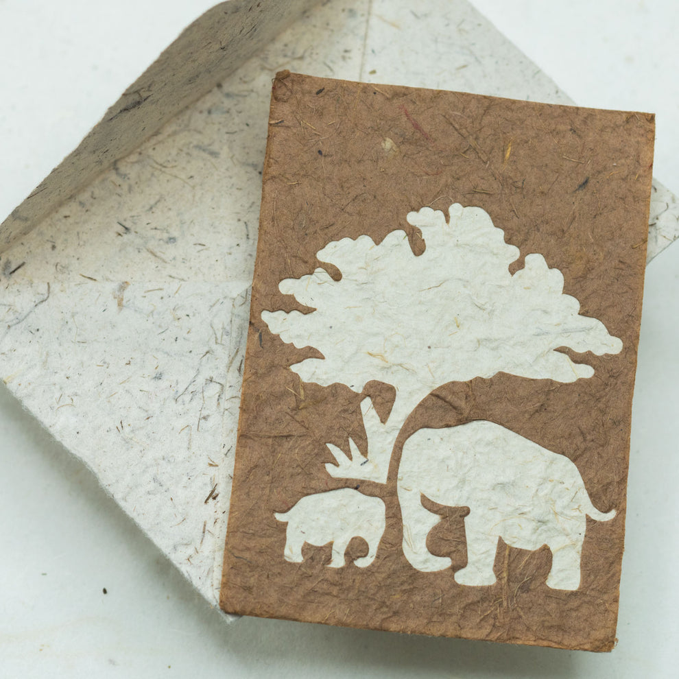 Eco-friendly Greeting Card Set Elephant Mom & Baby – POOPOOPAPER™
